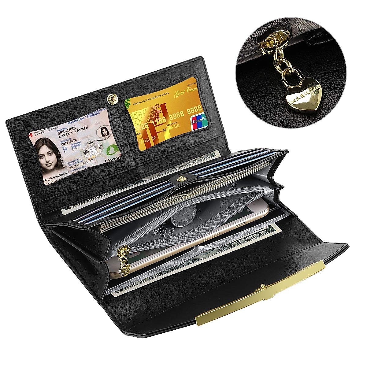 XEYOU Women Leather Wallet Trifold Clutch Wallet Purse Ladies Card Holder Cellphone Wallet for Women