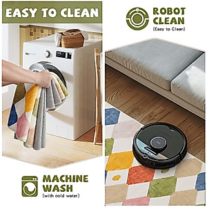 jinchan Area Rug 5x7 Kids Rug Washable Rug Colorful Trellis Indoor Floor Cover Non Slip Modern Rug Living Room Diamond Carpet Soft Rug for Nursery Room Bedroom Dining Room Kitchen Circus on Cream