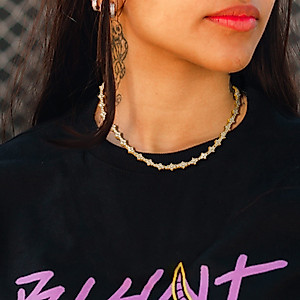 Lulu Mel 3mm Honeycomb Hip Hop 14K White Gold Plated Necklace for Men Women, 16-20 Inches Prong Setting 5A Cubic Zirconia Diamond Classic Tennis Necklace Choker for Rapper with Gift Box (Gold,18")