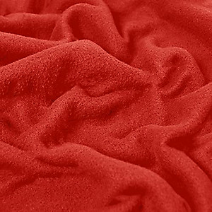 Dreamscene Large Warm Polar Fleece Throw Over Soft Blanket Luxury Plain Sofa Bed (Medium - 50" x 60", Red)