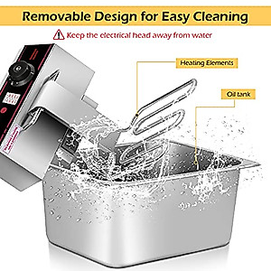 Giantex 3400W Commercial Deep Fryer Dual Tank, 12.8QT Stainless Steel Electric Deep Fryer with 2 Baskets, Lids and Temperature Control for French Fries Turkey Chicken Restaurant Home Kitchen