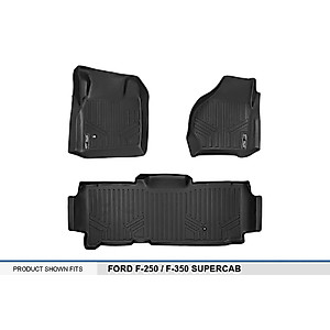 MAXLINER Custom Fit Floor Mats 2 Row Liner Set Black Compatible with 1999-2007 Ford F-250 / F-350 Super Duty SuperCab