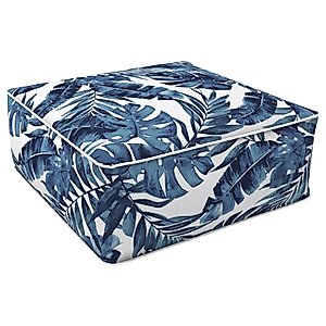 LVTXIII Square Inflatable Stool Ottoman Footrest with Handle, All Weather Footrest Seat, Indoor or Outdoor Pouf for Home Patio Garden and Camping Use, D23 x H9,Palm Blue
