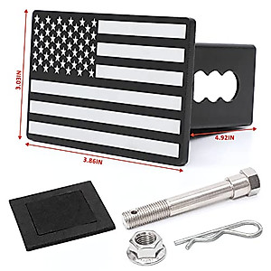 UOBMALL Heavy American Flag Metal Trailer Hitch Cover for 2 inch Receivers with Stainless Steel Pin Bolt