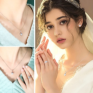 DAYBYDAY Moissanite Necklace for Women 925 Sterling Silver 1ct Created Diamond Moissanite Heart Necklace