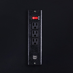 Elsy 3-Drawer File Cabinet Two-Tone Desk with Keyboard Tray, Power Outlets, USB Ports Charging Station, Metal Legs - 47.2" Wooden Computer Writing Desk Gaming Sturdy Home Office Desk - Black, Natural