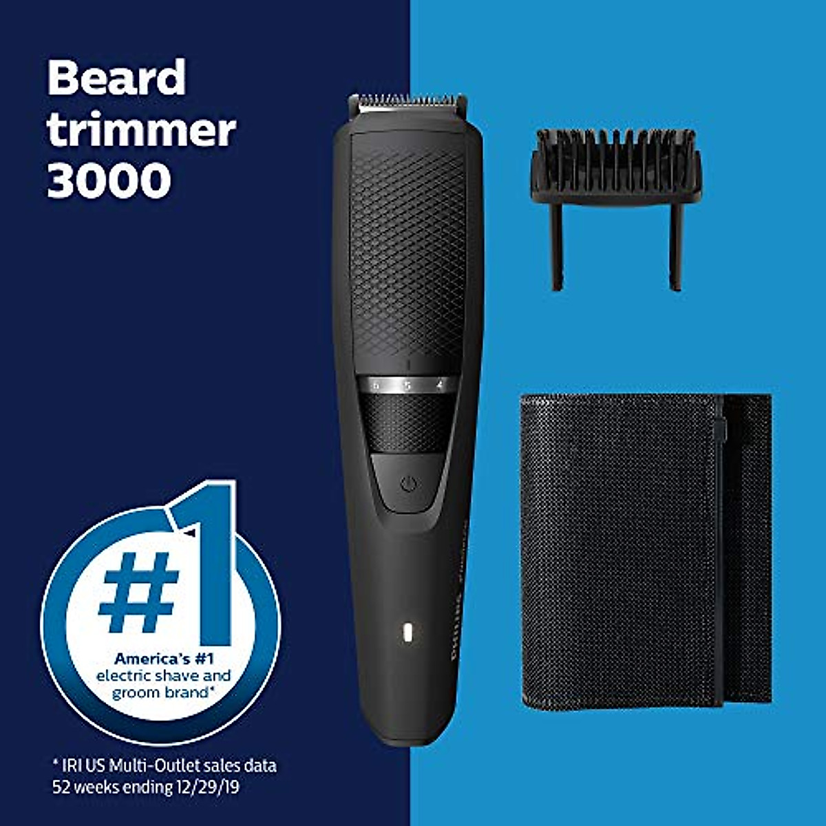 Philips Norelco Beard Trimmer and Hair Clipper, Cordless Grooming, Rechargeable, Adjustable Length, Beard Trimmer and Hair Clipper, No Blade Oil Needed, BT3210/41
