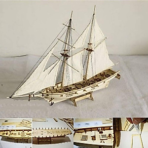 KENANLAN Wooden Ship Model Building Kit, Wooden Sailboat Model Kit Home DIY Model Decoration Boat for Collection, Teaching Exhibition - Easy to Assemble(B)