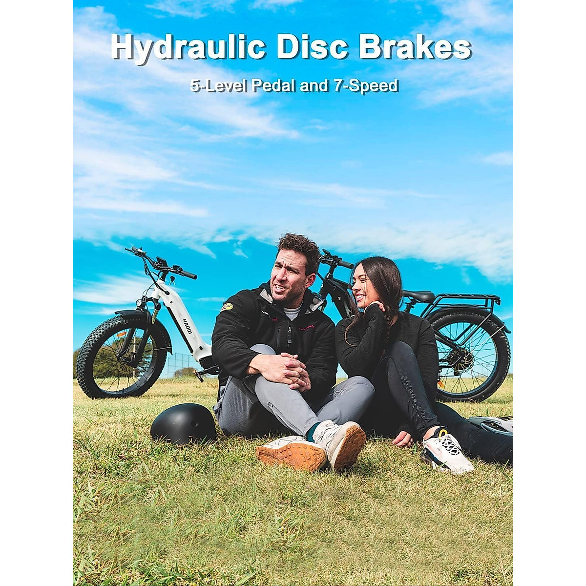 HAOQI Eagle Electric Bike, Peak 1000W Motor All-Terrain Ebike 48V 20AH Removable Battery up to 80 Miles 28MPH 26" * 4" Fat Tire Front Suspension Electric Mountain Bike for Adults 7-Speed