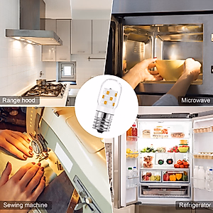 E17 LED Under Microwave Over Stove Light Bulb 125V Appliance 8206232A 40W Incandescent Equivalent, E17 Intermediate Base 3W Dimmable Light Bulb for Refrigerators, Range Hood, WarmWhite 3000K,2 Pack