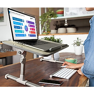 Lap Desk for Laptop, 8AMTECH Lap Desk Ajustable Laptop Table with Cooling Fan Office Desk for Laptop, Working, Reading, Writing, Drawing and Eating in Bed Sofa Floor Couch