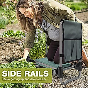 Gardening Seat Garden Kneeler and Seat Workbench Gardening Workseats Foldable Garden Seat Bench with Soft EVA Kneeling Pad for Gardening Tool Bag 2 in1 PRESS FOLDING Waterproof Gardening Gifts 330lbs