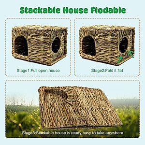 MODEMODE Natural Seagrass Mat Bed Hideaway Toy, Hand Woven for Rabbit Guinea Pig Chinchilla Ferret