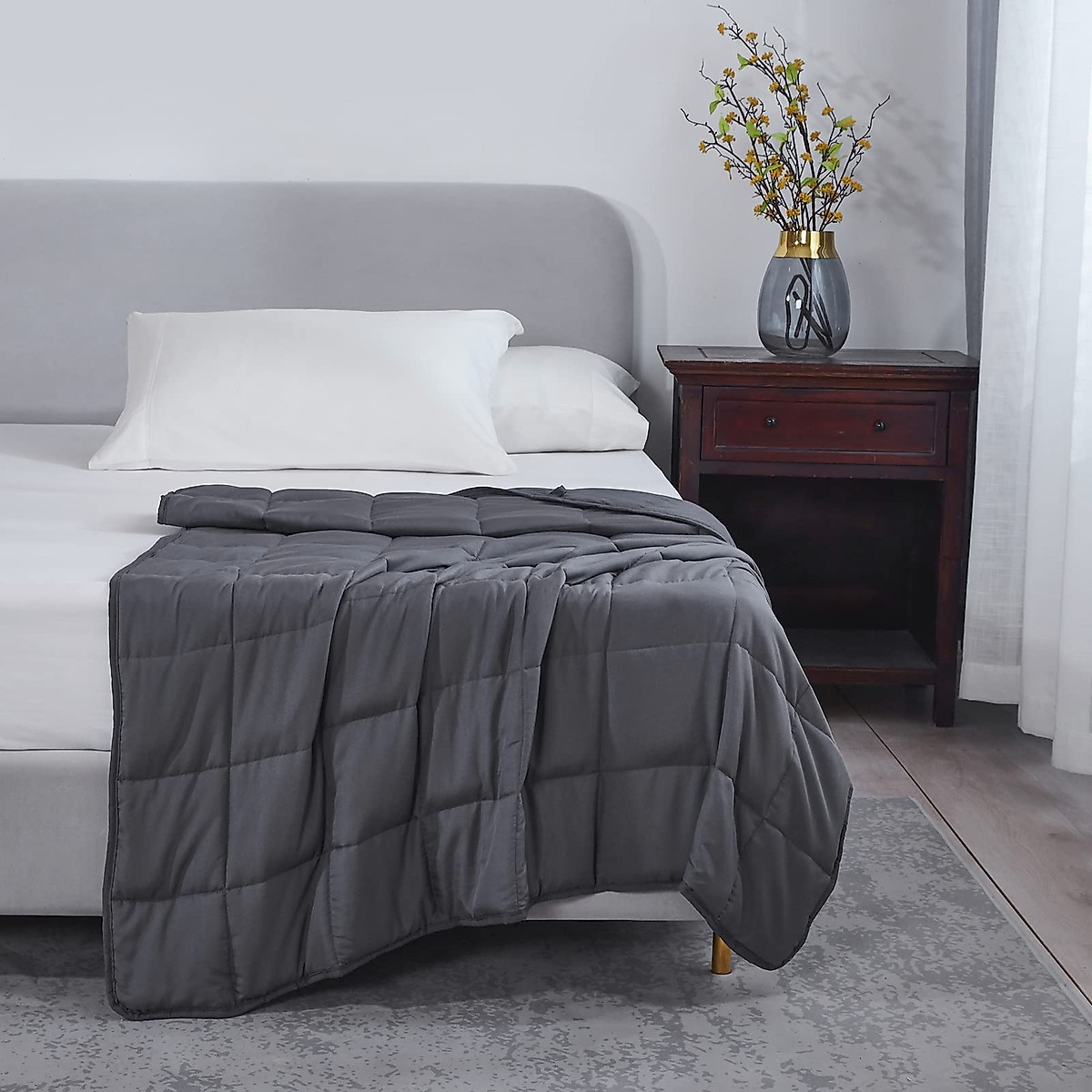 TOPCEE Weighted Blanket Cooling Breathable Heavy Blanket Microfiber Material with Glass Beads Small Blanket for Kids All-Season Summer Fall Winter Soft Thick Comfort Blanket (Dark Grey, 40"x60"-7lbs)