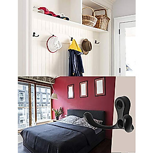 Kitchen Hardware Collection 10 Pack Wall Mounted Double Hook Coat Racks Black Clothes Hanging Racks for Entryway Towel Racks in Kitchen Bathroom