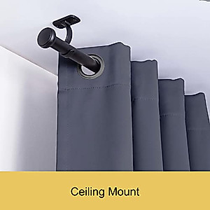 Kenney Weaver 1" Indoor/Outdoor Rust-Resistant Ceiling or Wall-Mount Window Curtain Rod, 72-144", Black