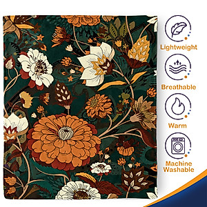 Boho Floral Blanket Gifts for Women - Bohemian Tropical Rustic Retro Flower Throw for Girls Adults Soft Fuzzy Fleece Cozy Plush Bed Couch Decor Birthday Christmas Lightweight Blanket 50"x60"
