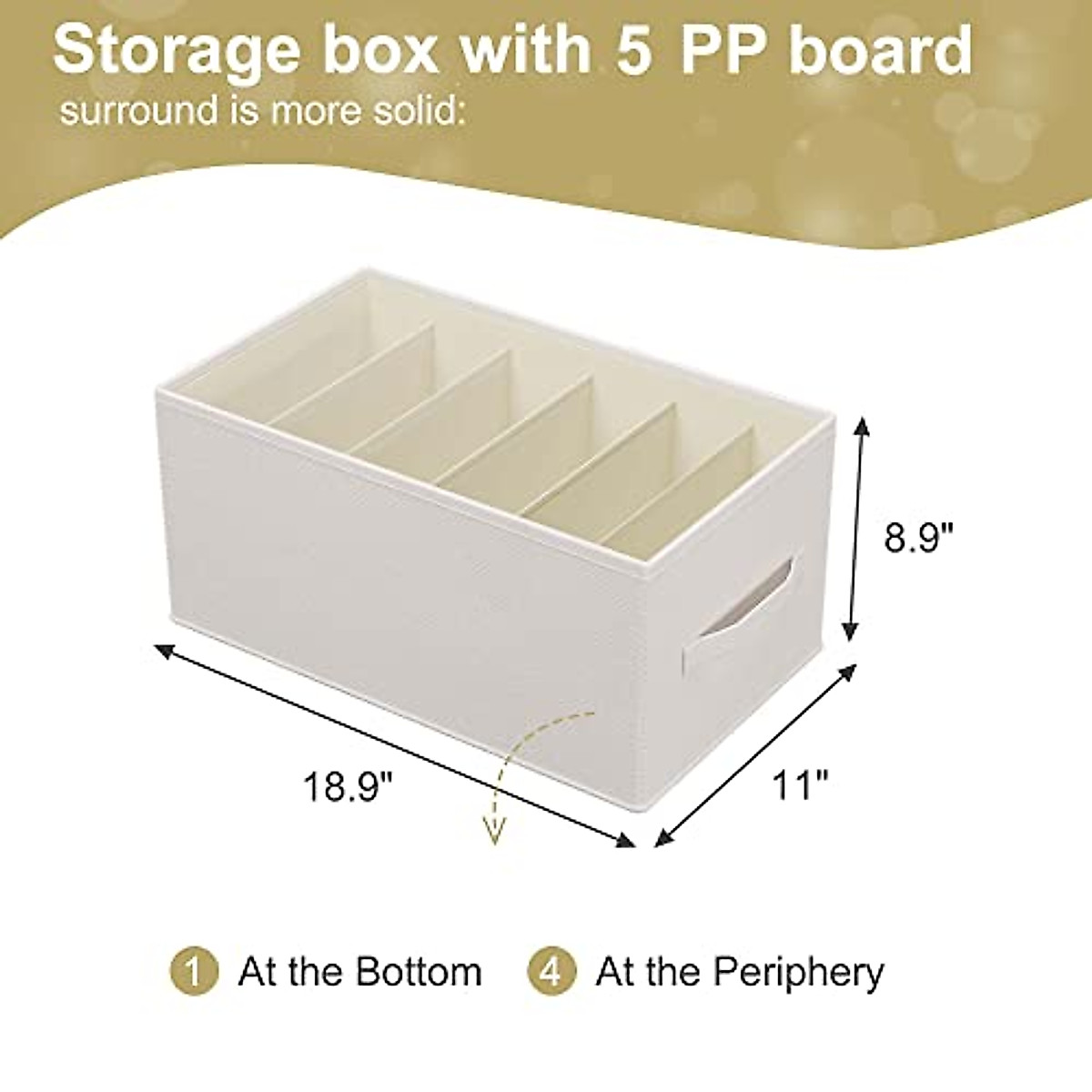 Grisofaa Wardrobe Clothes Organizer for Folded Clothes,Clothing Organizer and Jeans Organizer for Closet Use to Jeans Pants T-Shirts Leggings Built-in PP Board(Beige-2PCS)