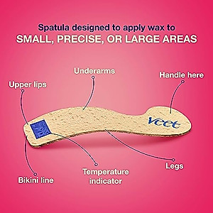 VEET Sugar Wax Hair Remover - Perfect for First Time Waxers - Contains 12 Fabric Strips & 1 Spatula with a Temperature Indicator 8.45 Ounce (Pack of 1)