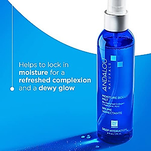 Andalou Naturals Face Mist, Moisture Boost Facial Spray with Hyaluronic Acid & Collagen, Hydrating & Moisturizing Skin Care for Dry and Dehydrated Skin, 6 fl oz
