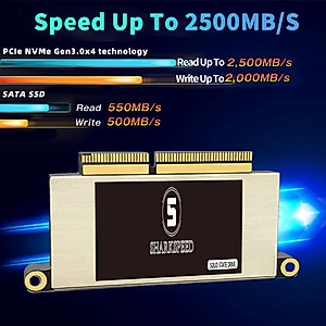 S SHARKSPEED SSD 512GB for Upgrade Apple MacBook Pro A1708 Retina 13" 2016-2017(EMC 2978, 3164) No Touchbar Models, Internal Solid State Drive PCIe NVMe Gen3.0x4