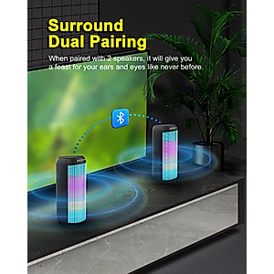 ANCOBER Wireless Bluetooth Portable Speaker 15W Stereo Sound with RGB LED Light Dynamic Modes, IPX4 Waterproof Bluetooth Speakers, BT5.3, TWS Surround Pairing, for Party Outdoor Camping Christmas