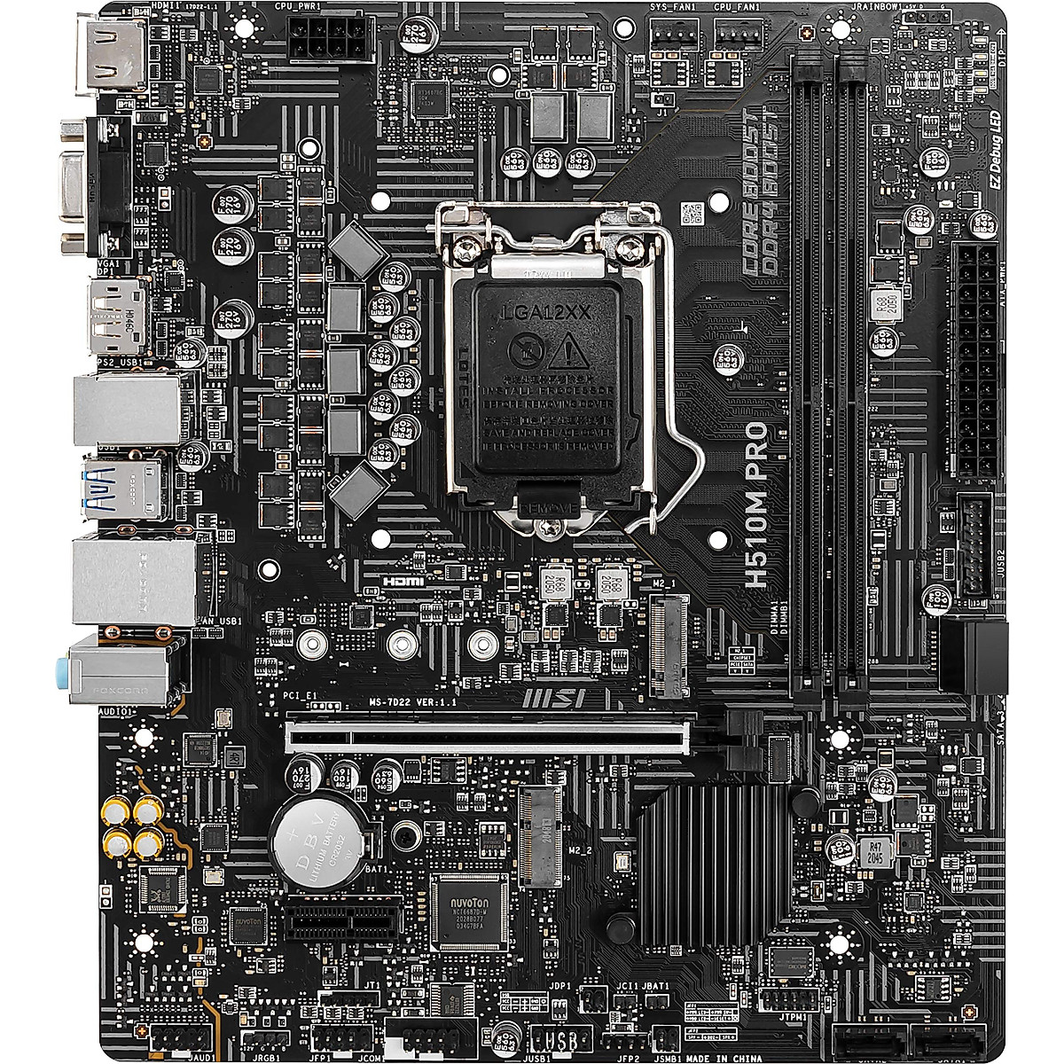 MSI H510M PRO ProSeries Motherboard (mATX, 11th/10th Gen Intel Core, LGA 1200 Socket, DDR4, PCIe 4, M.2 Slot, USB 3.2 Gen 1, 1Gbps LAN, D-SUB/DP/HDMI)