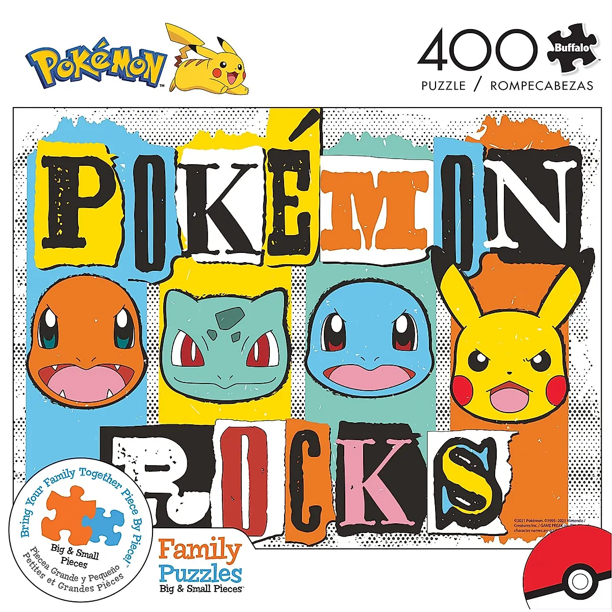 Buffalo Games - Pokémon - Pokemon Rocks - 400 Piece Jigsaw Puzzle for Families Challenging Puzzle Perfect for Game Nights - Finished Puzzle Size is 21.25 x 15.00