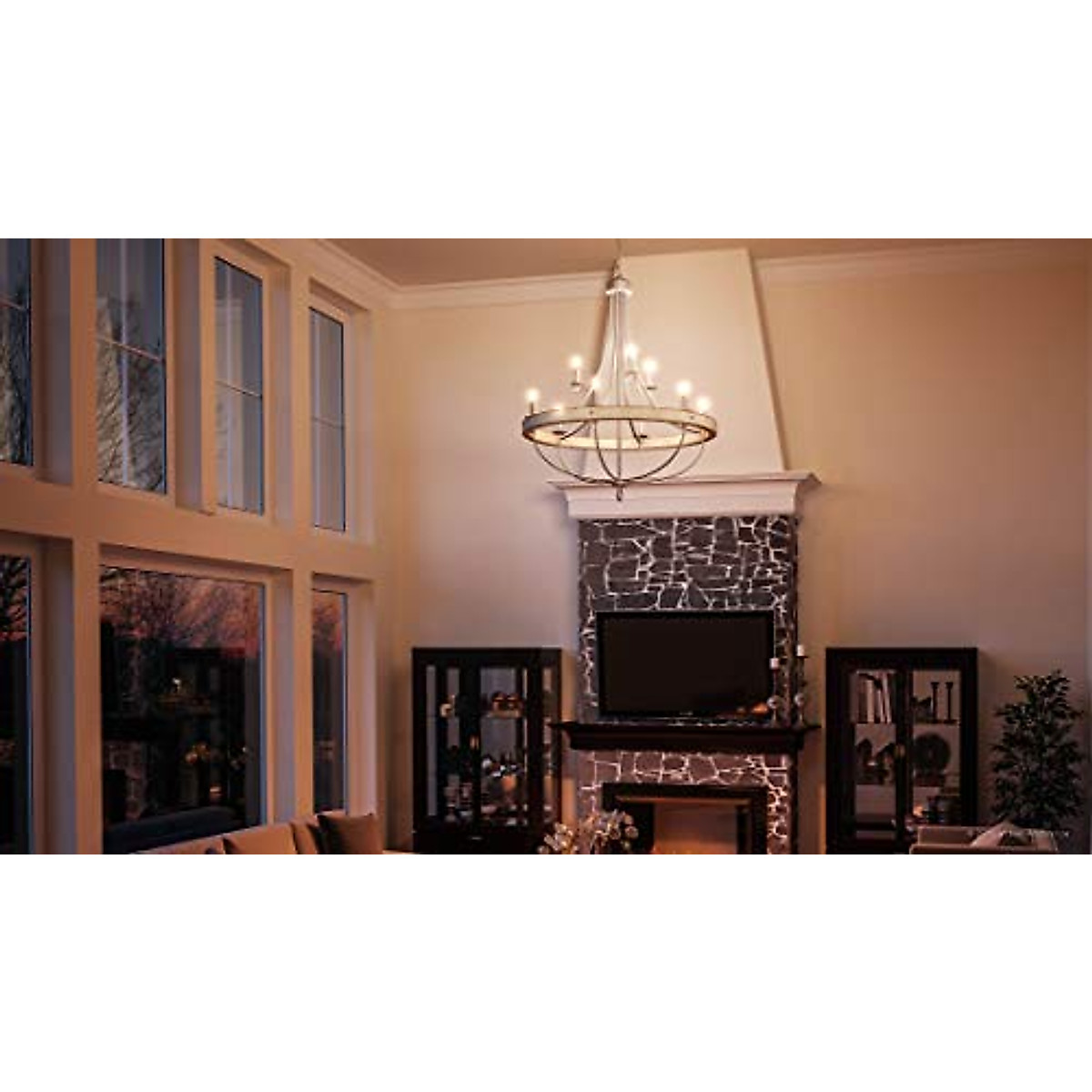 Urban Ambiance Luxury Modern Farmhouse Chandelier, Large Size: 40-1/2" x 35-1/4", with French Country Style Elements, Galvanized Steel Finish, UHP2902 from The Adelaide Collection