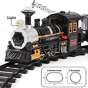 Lucky Doug Electric Train Set for Kids, Train Toys with Sounds Include 4 Cars and 10 Tracks, Classic Toy Train Set for 3 4 5 6 Years Old Boys Girls
