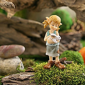 Top Collection Miniature Fairy Garden and Terrarium Pixie Hugging Bunny Figurine