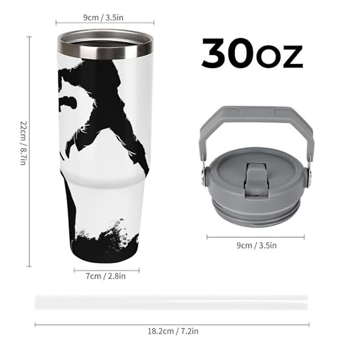 YTLKGFP 30 Oz Large Capacity Car Cup Kickboxing Tumbler with Handle Straw Lid Insulated Stainless Steel Water Bottle Travel Mug Leak-proof Car Cup Keeps Cold Or Hot