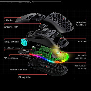 Gojiny Wired Gaming Mouse, USB Wired Gaming Mouse 6- Key Macro Programming Mouse 6400DPI Gaming Mouse for PC Laptop Desktop