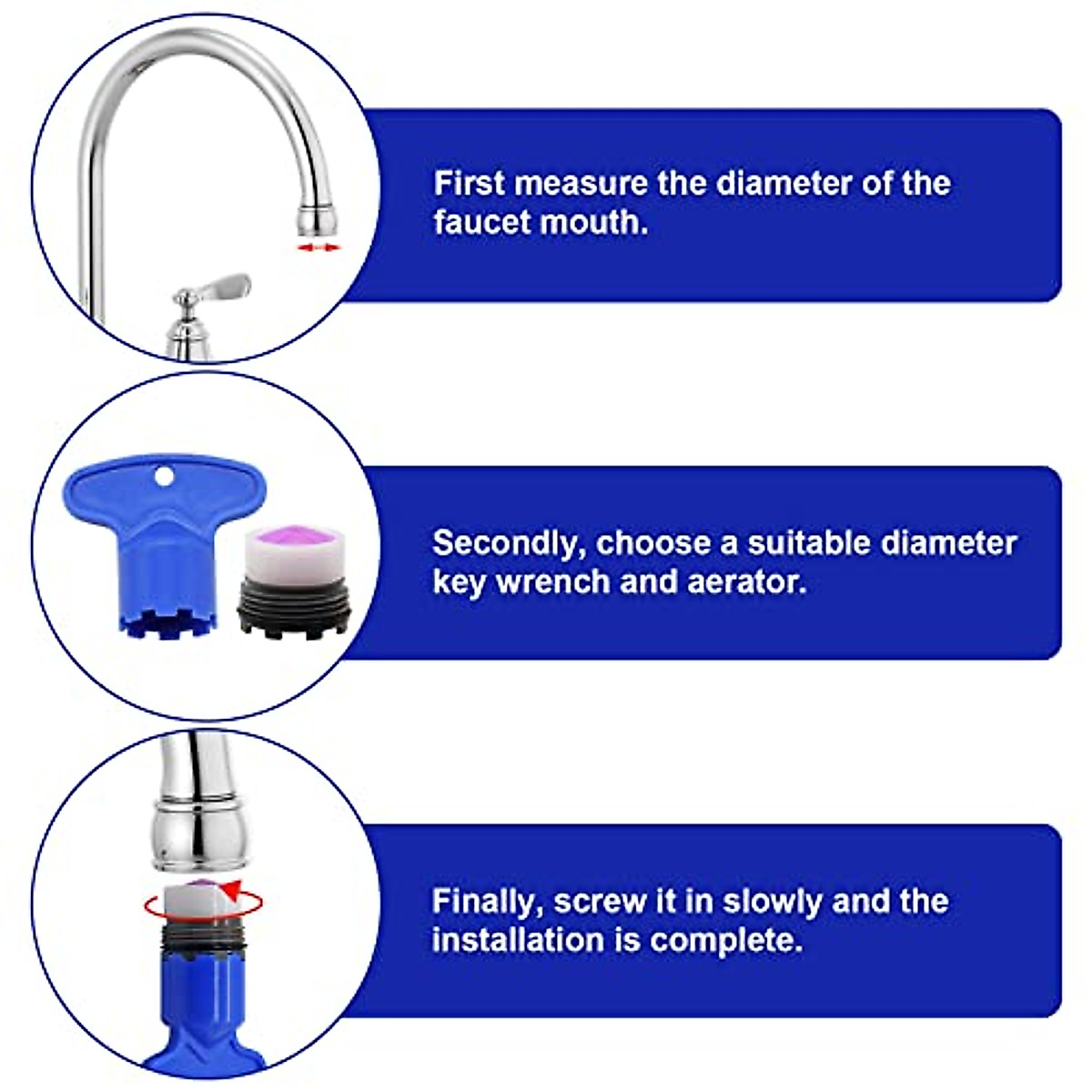 Jersvimc 4Pcs(2 Set) M16.5 Cache Faucet Aerator with Key Removal Wrench Tool, Bathroom Water Faucet Aerator Adapter Replacement Parts Water Flow Restrictor for Faucet Kitchen