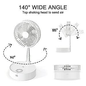 Portable Desk Fan，Rechargeable Oscillating Telescopic Floor Fan Small USB Stand Fan with Humidification 3 Speed Adjustable Wind for Personal Bedroom Office Outdoor Camping-White