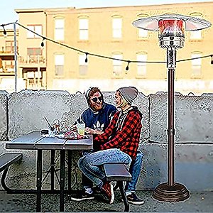 Natural Gas Patio Heater Adjustable Height (55in-78in), 12ft Hose Included, Passed CE CSA Certification, It’s Really Too Cold To Sit Outside In The Spring And Autumn,Its Heat Output Will Get Very Warm