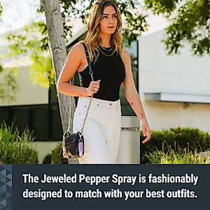 SABRE Jeweled Pepper Spray, Fashionable Monochromatic Design, Quick and Easy Access Snap Clip for Secure Attachment and Key Ring, 25 Bursts, 10-Foot (3-Meter) Range
