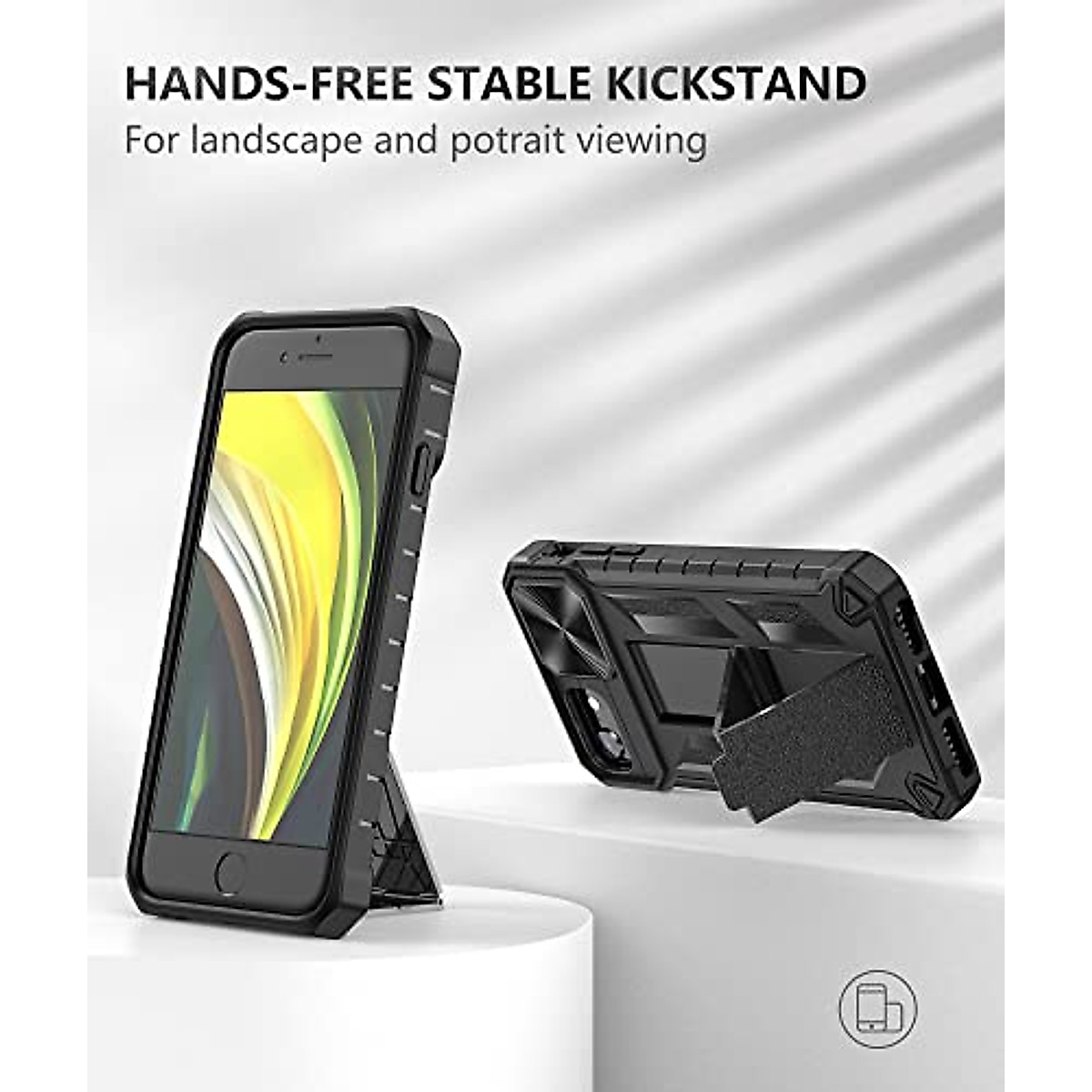 SOiOS for iPhone SE 2022 Phone Case: iPhone SE 2020 / 2nd / 3rd / 8/7 / 6s / 6 Case with Kickstand - Heavy Duty Military Grade Drop Protection Phone Cover - Rugged Protective Shockproof Bumper Black