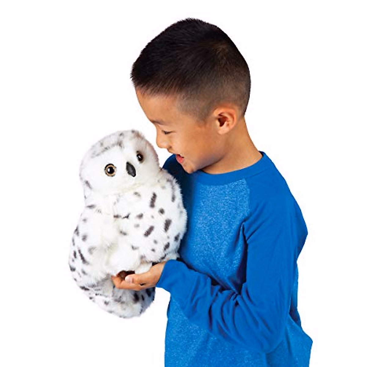 Folkmanis Snowy Owl Hand Puppet, Standard Packaging, White, Black