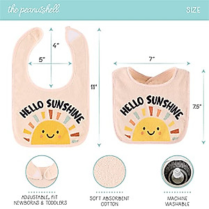 The Peanutshell Terry Baby Bib Set for Boys or Girls | Unisex 10 Pack for Feeding, Teething, or Drooling | Hello Sunshine