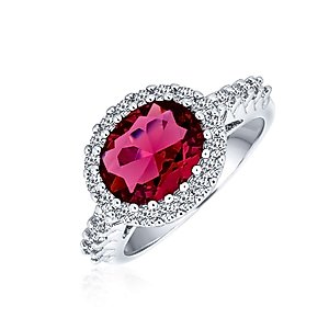 Bling Jewelry Vintage Style Crown CZ Ruby Color Engagement Ring - Size 6