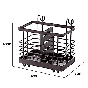 ZSQAI Hanging Spoon Chopsticks Fork Iron Storage Basket Kitchen Rack Cutlery Holder Cutlery Stand Countertop Shelf Rack Holder (Color : White)