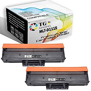 2-Pack TG Imaging (Newest Version) Compatible MLT-D111S Toner Cartridge (2xBlack Combo Pack) for 111S MLTD111S Work for Xpress M2020 M2070 Printers