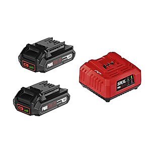 SKIL PWR CORE 20 2X2.0Ah Battery and Charger Starter Kit Including Two 20V 2.0Ah Batteries and Standard Charger-CB5197B-21