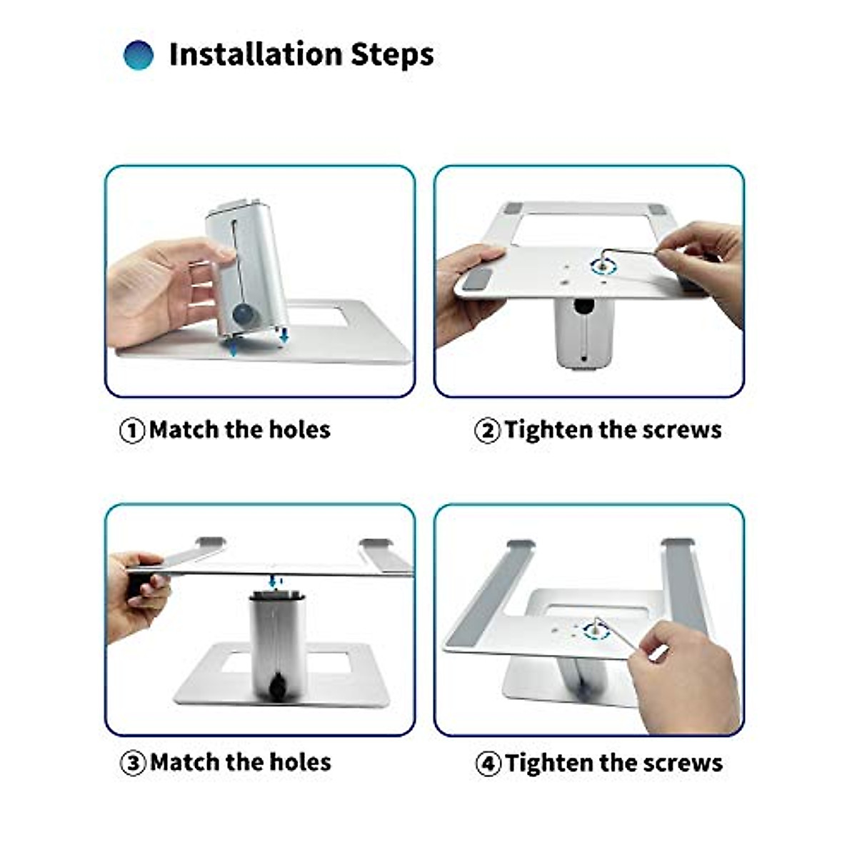 SOUNDANCE Adjustable Laptop Stand for Desk, Computer Stand, Ergonomic Laptop Riser Holder Compatible with 10 to 17.3 Inches Notebook PC Computer, Aluminum Silver