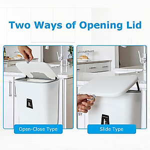 PETTYOLL Hanging Small Trash Can with Lid, 2.4 Gallon Wall Mounted Counter Waste Compost Bin, Hanging Trash Can for Kitchen Cabinet Door or Under Sink, ( Plastic, White)