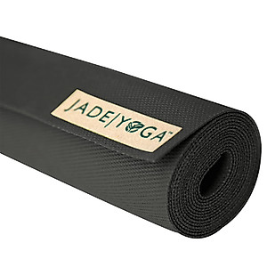 JadeYoga Voyager Yoga Mat - Lightweight & Portable Rubber Yoga Mat - Non-Slip Exercise Mat for Women & Men - Great for Yoga, Home Workout, Gym Fitness, Pilates, Stretching, and More (68" Black)