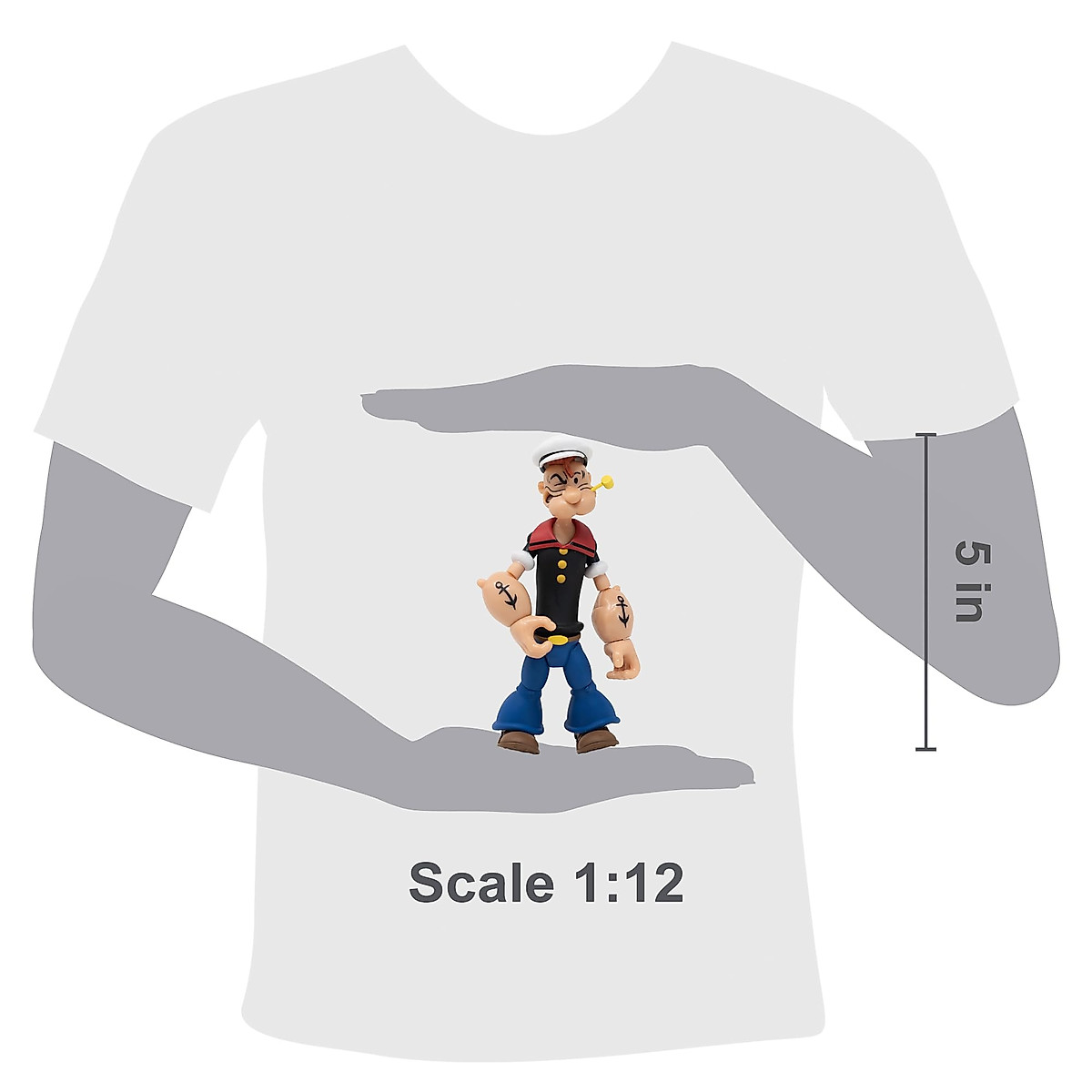 Boss Fight Studio Popeye the Sailor Man Popeye Classics Wave 1 Action Figure – Highly Articulated Figurine with Accessories Including Can of Spinach, Alternate Hands and Head, and Removable Hat - 1:12