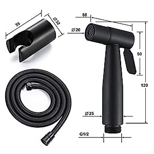 MINJING Bidet Toilet Spray Kit - Black Toilet Spray Gun Bidet Sprayer Set Stainless Steel Women's Wash Set