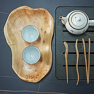 BTEOBFY Natural Wood Fruit Bowl 11-13 inch, Unique Handmade Wood Serving Platter, Wood Fruit Snack Dish for Sandwich Bread Serving, Appetizer Display, Vintage Ring Dish, Hand Carved Artworks